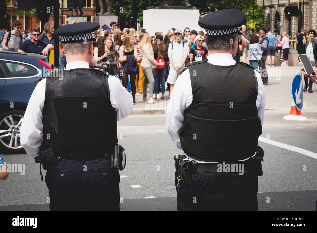 Two policemen patrolling the Westminster area in London. 2017 ...