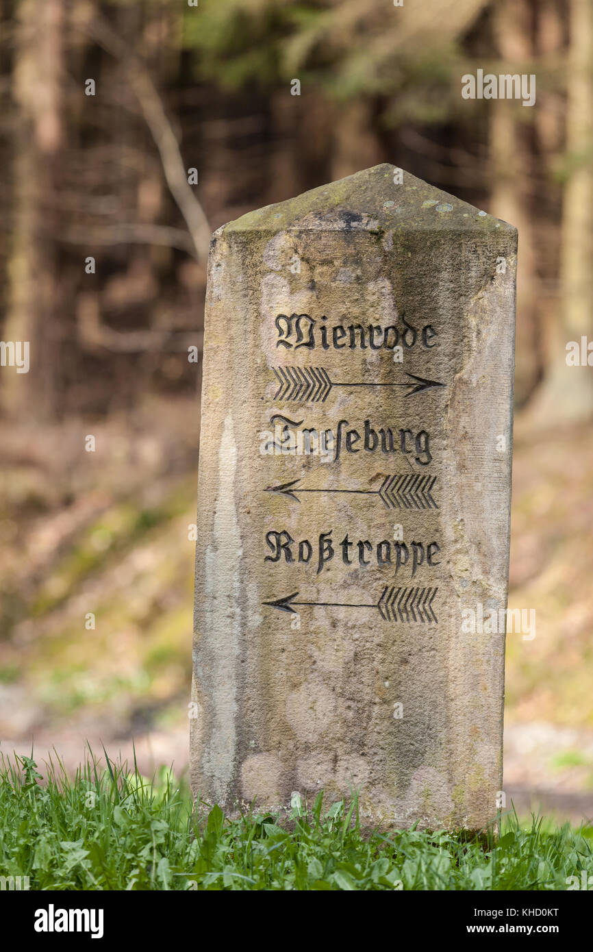 Meilenstein, Wienrode Treseburg Stock Photo - Alamy