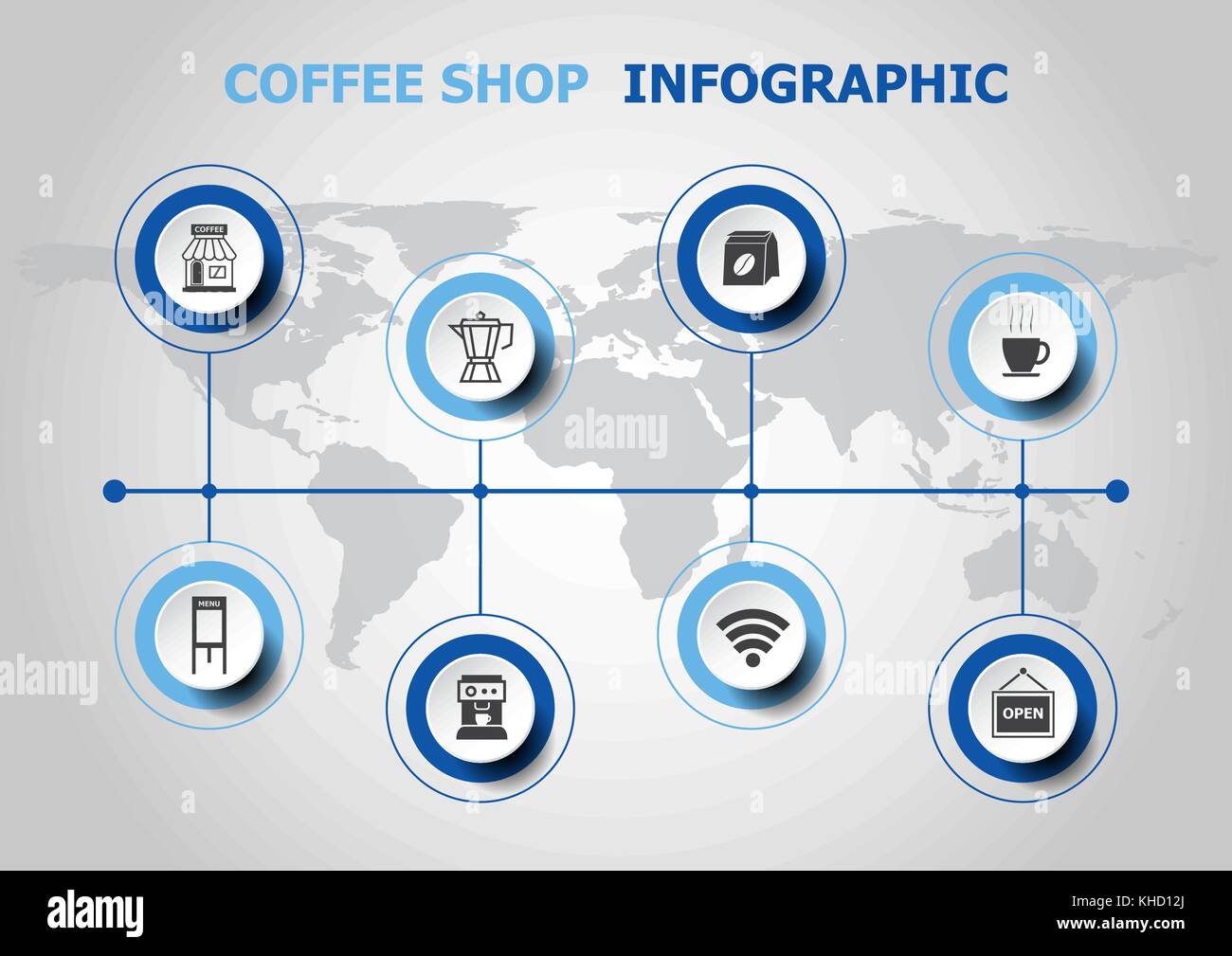 Infographic design with coffee shop icons, stock vector Stock Vector ...