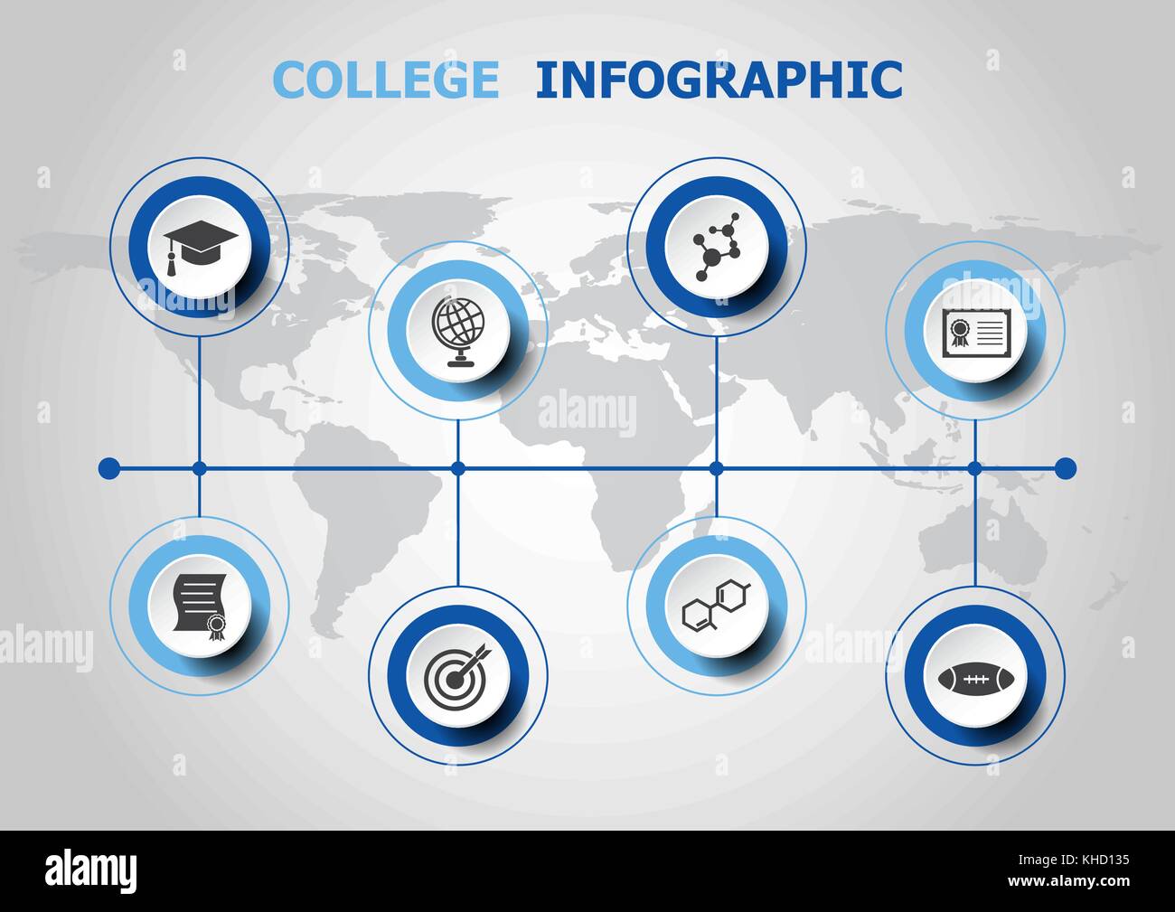 Infographic design with college icons, stock vector Stock Vector Image ...