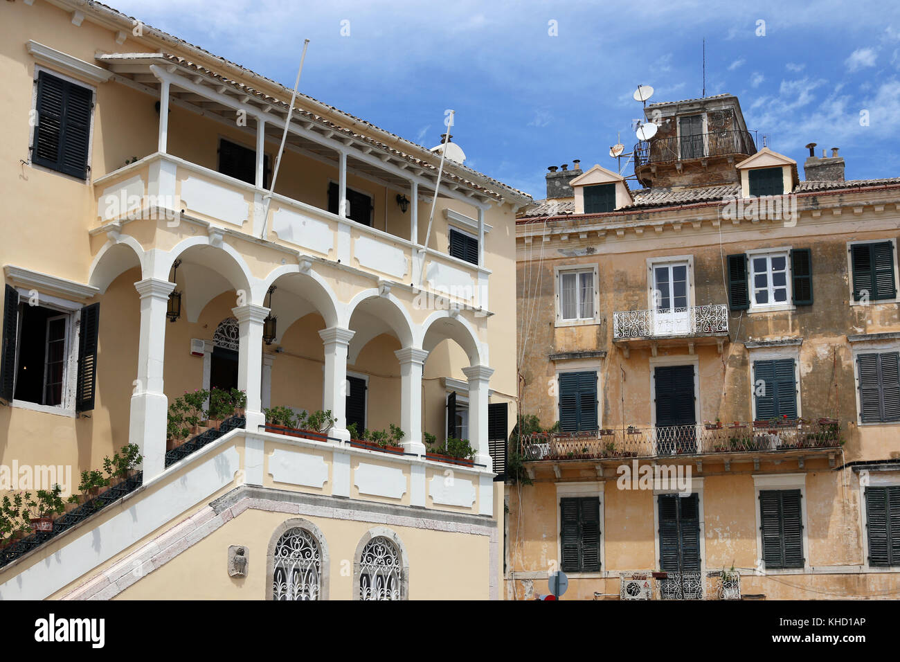 old buildings Corfu town Greece Stock Photo - Alamy