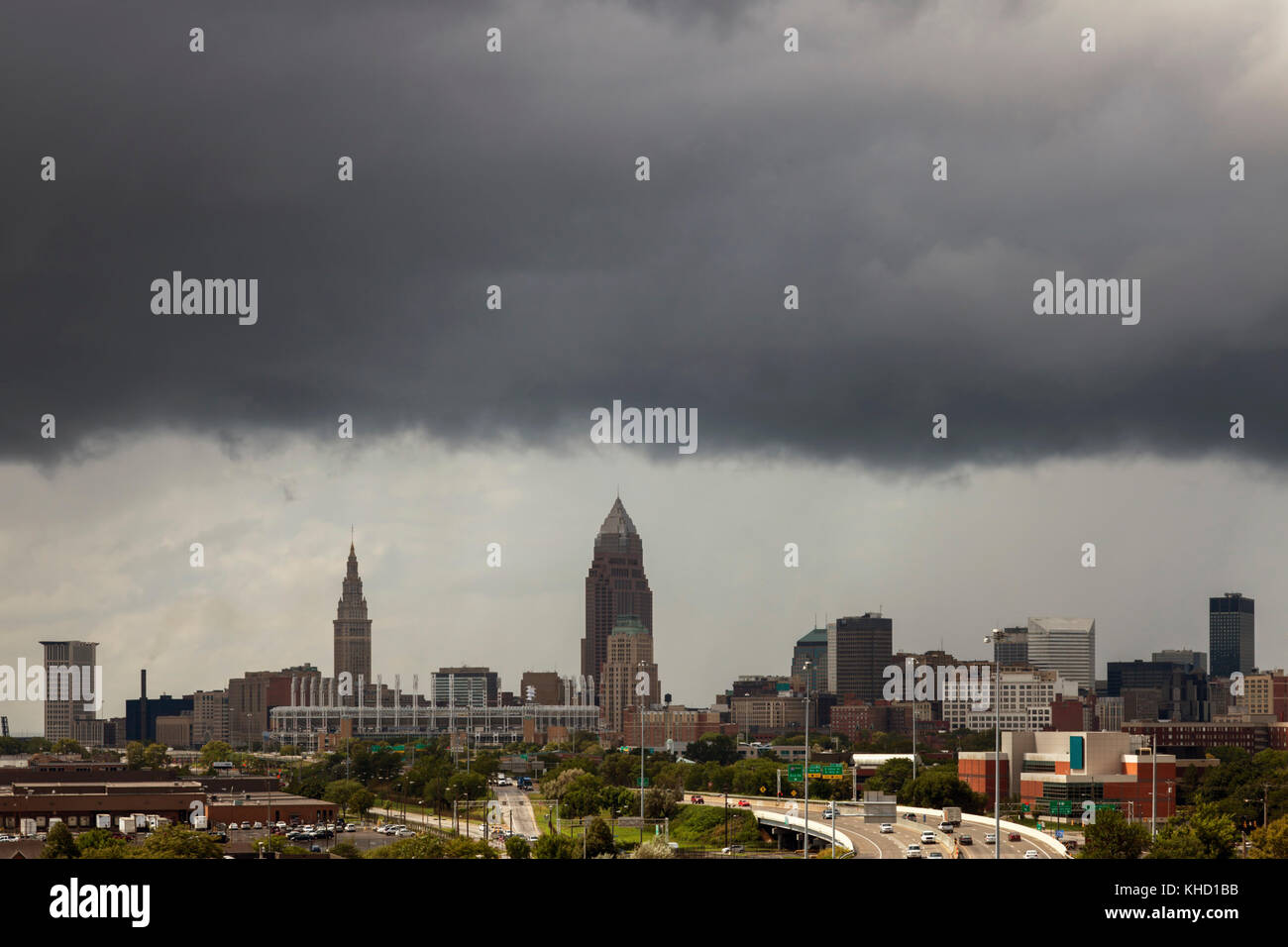 Storm clouds above downtown Cleveland. Cleveland, Ohio, USA Stock Photo ...