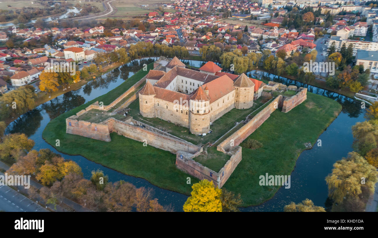 aerial view of Fagaras Fortress, Transylvania, Romania Stock Photo ...
