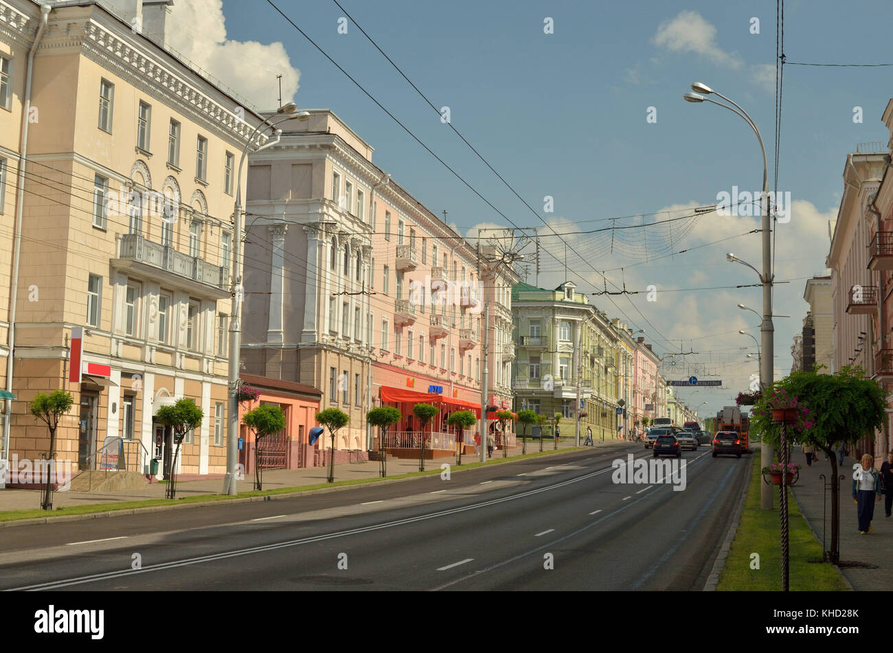 Byelorussia.Gomel.Sovetskaya street-the main street of the city.It is ...