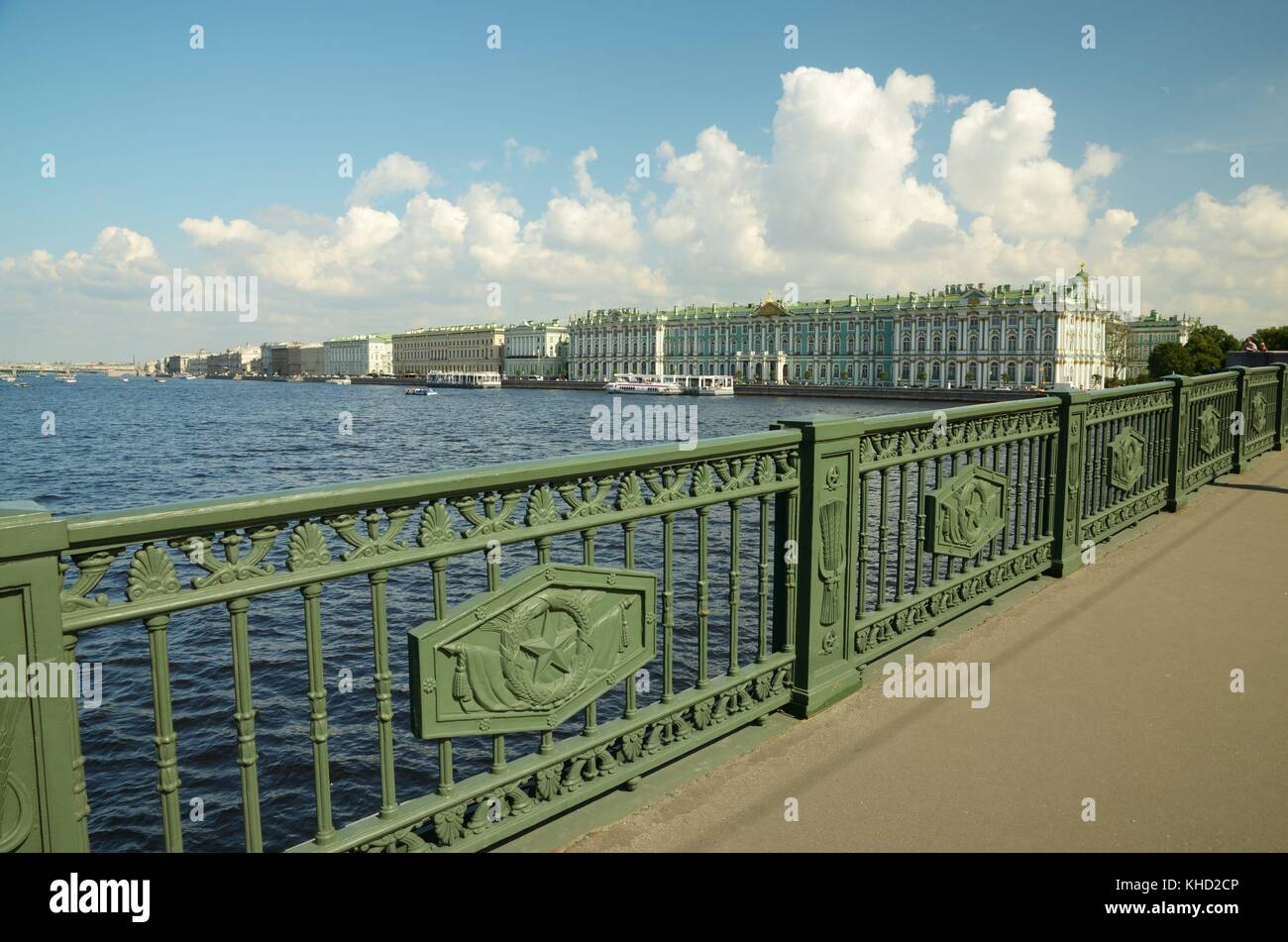 The bridge over the river.The historic railing from the Soviet era ...