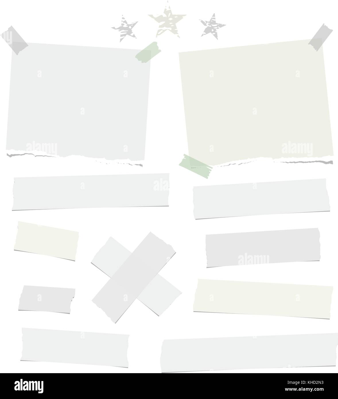 Ripped vector notebook, note paper, sticky, adhesive tape for text or ...
