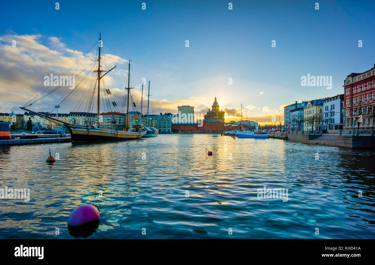 Helsinki landscape on sunset Stock Photo - Alamy