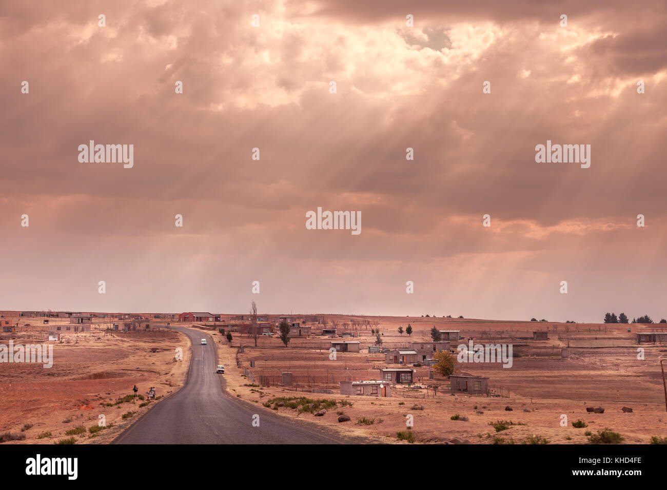 Long straight tar road in Lesotho Stock Photo - Alamy