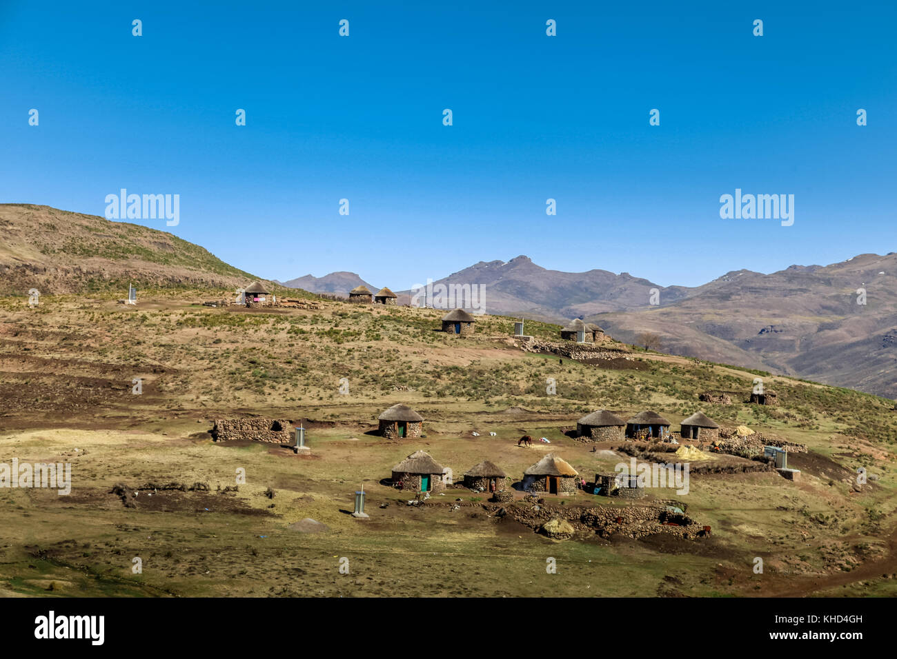 Traditional hut village in rural Lesotho Stock Photo - Alamy