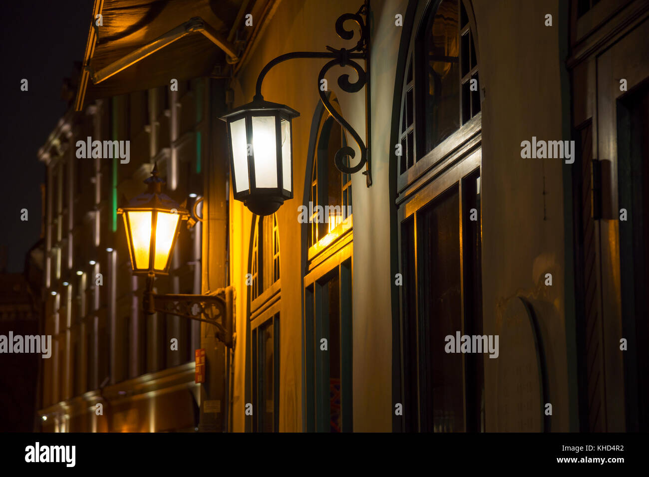 Vintage lights on the buildings Stock Photo - Alamy