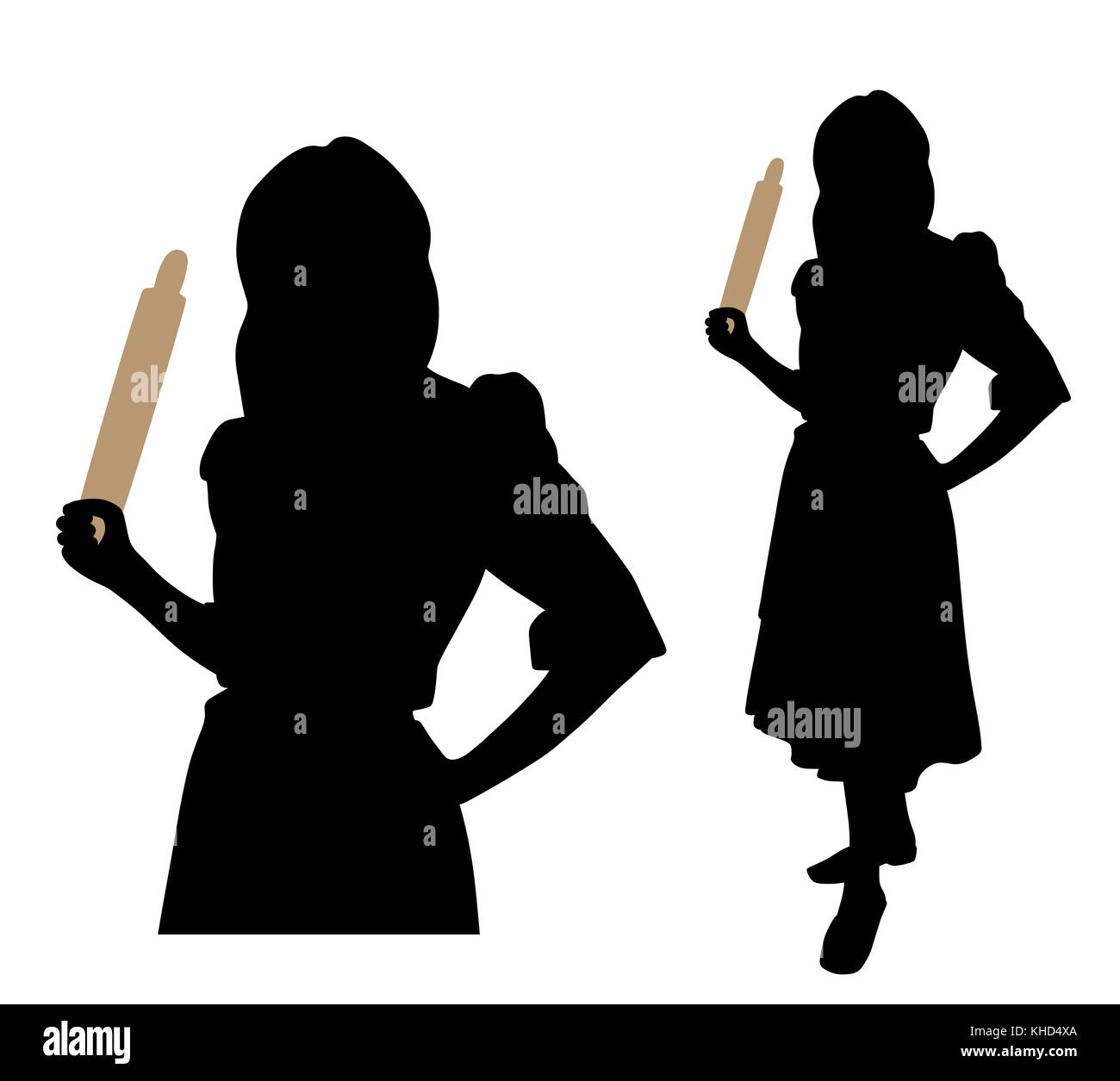 Angry young woman holding a rolling pin in her hand Stock Photo - Alamy