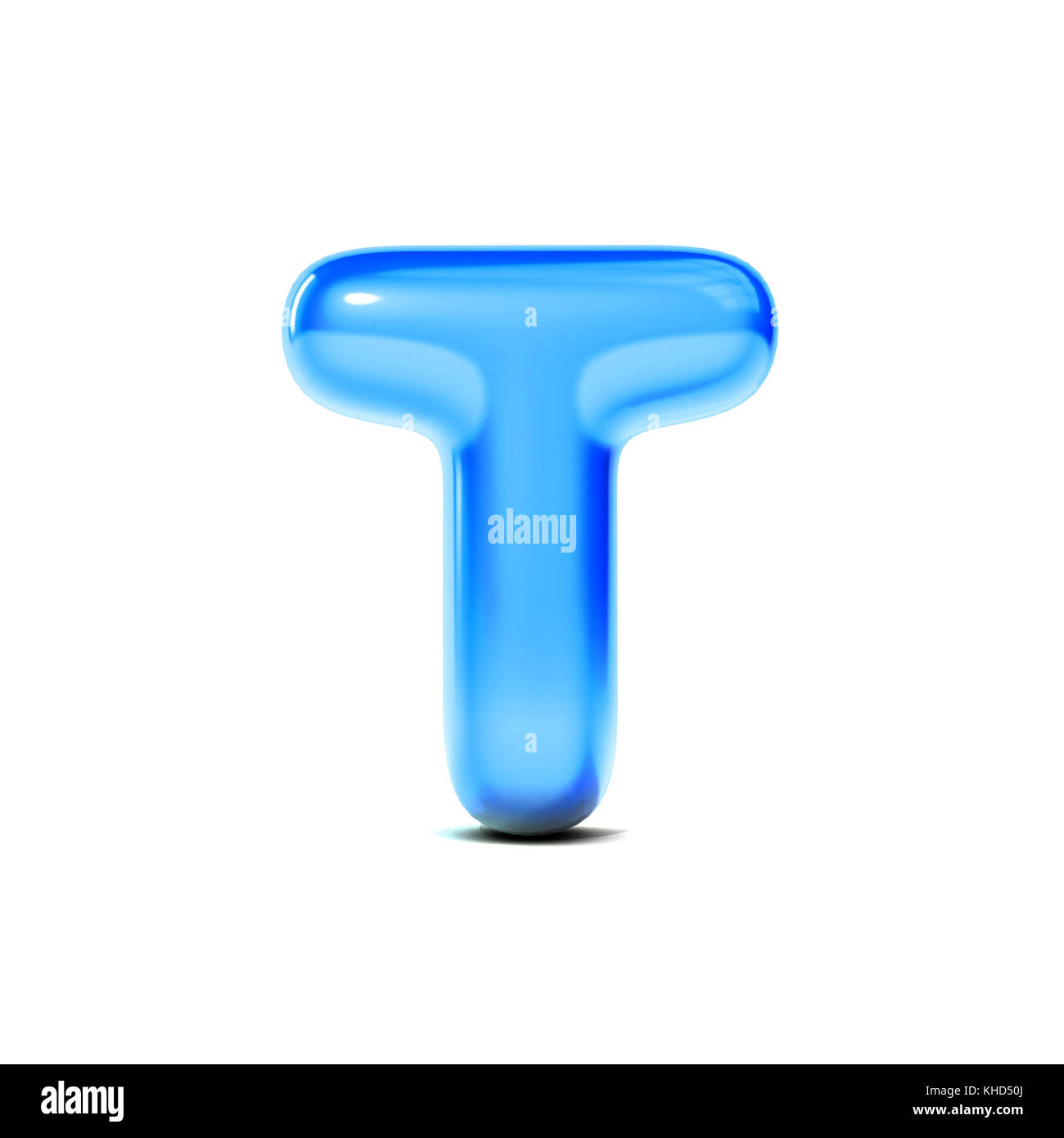 glossy letter T bubble font isolated on white background. 3D Rendering ...