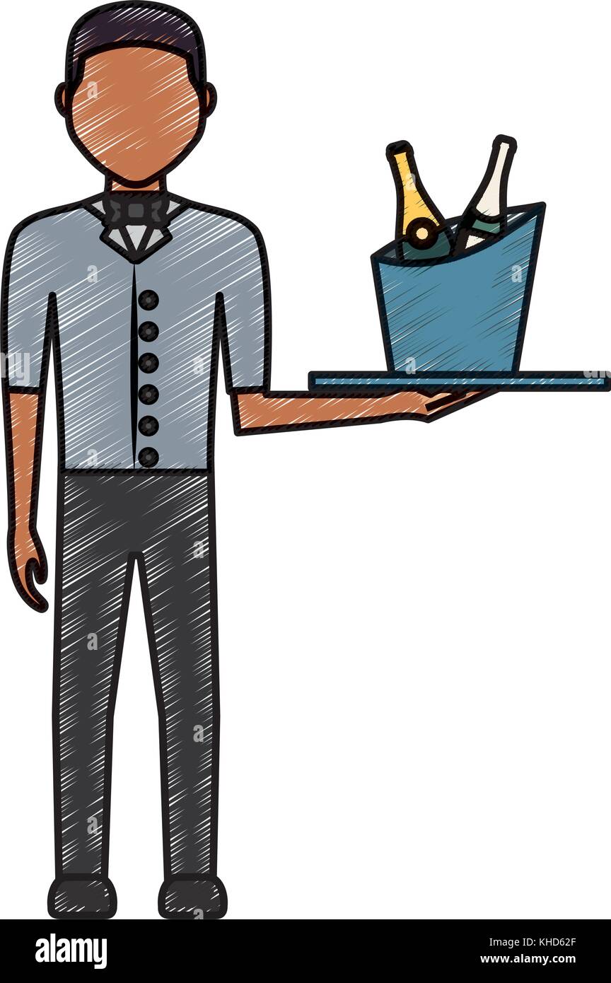 waiter man vector illustration Stock Vector Image & Art - Alamy