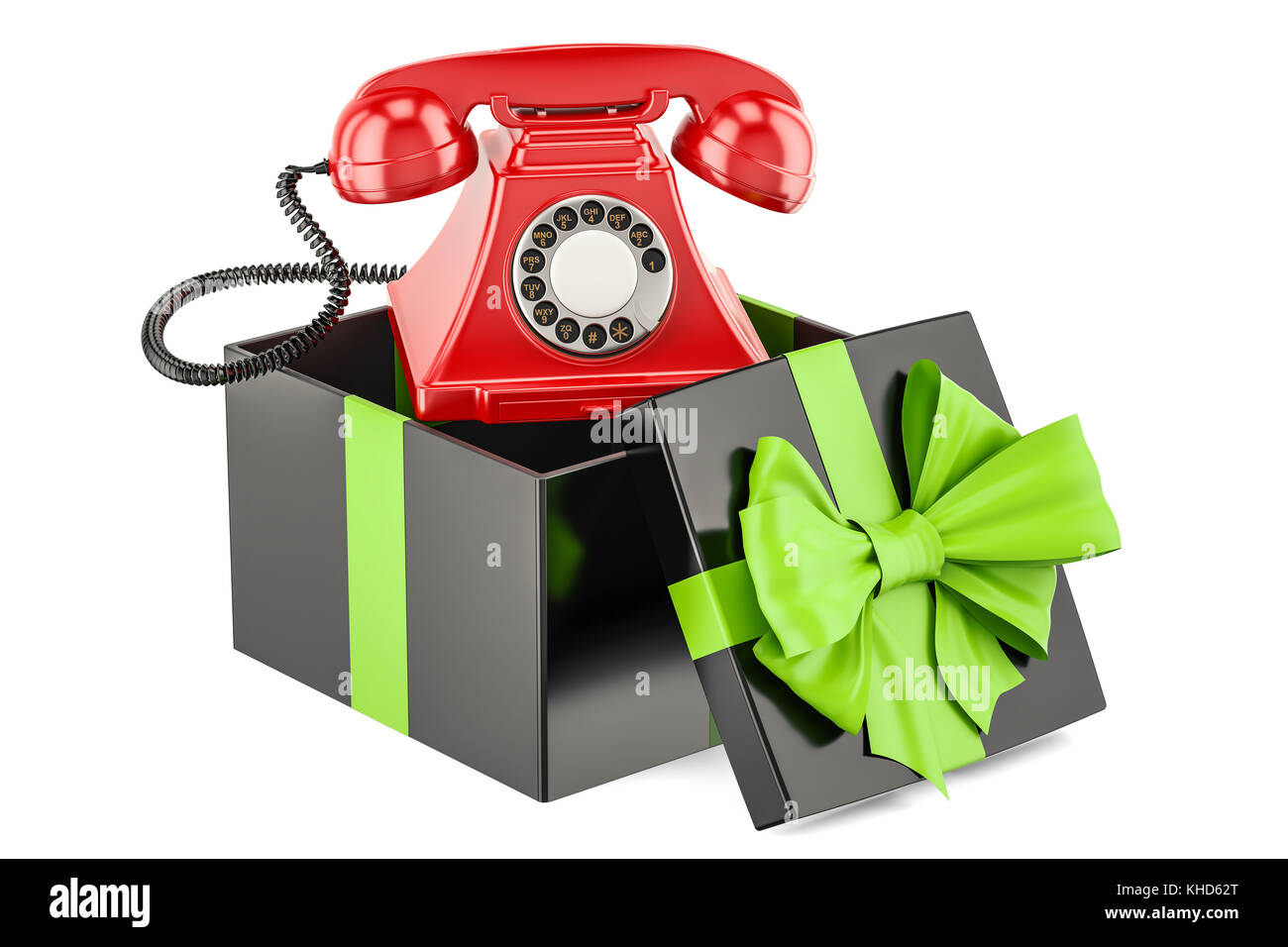 Gift box with telephone, 3D rendering isolated on white background ...