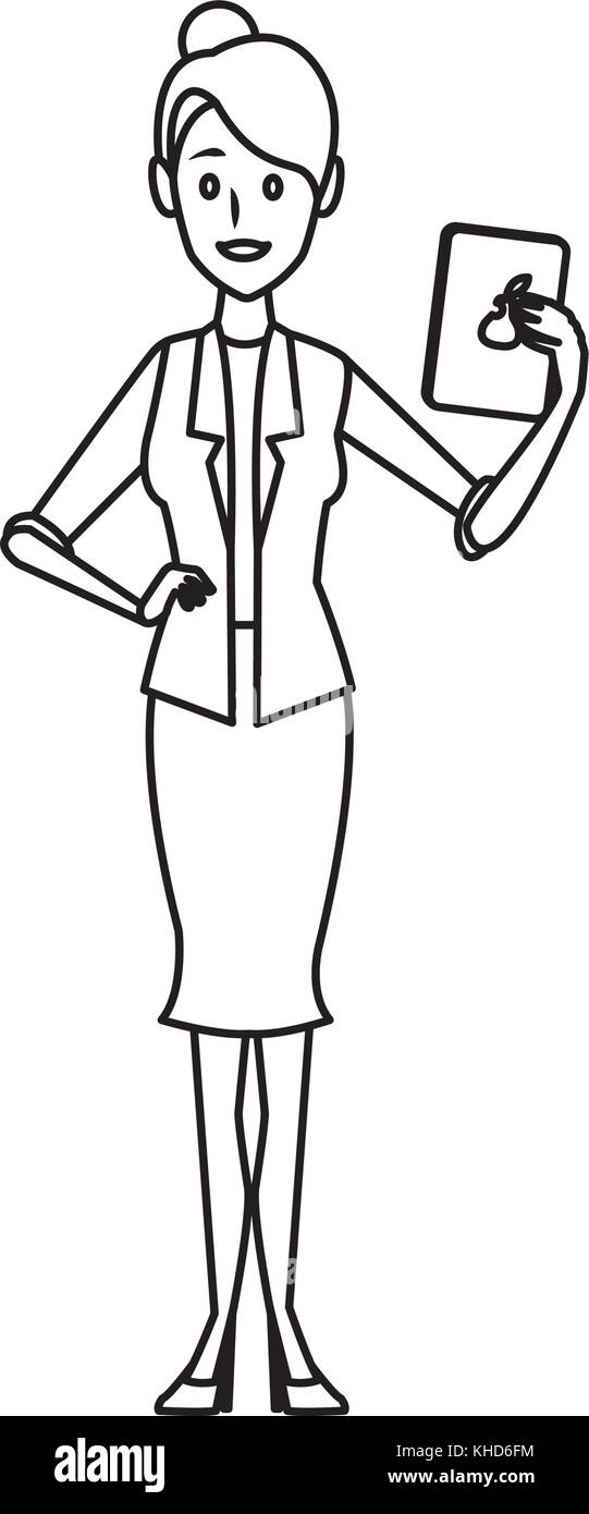 Tablet portrait smile woman Stock Vector Images - Alamy