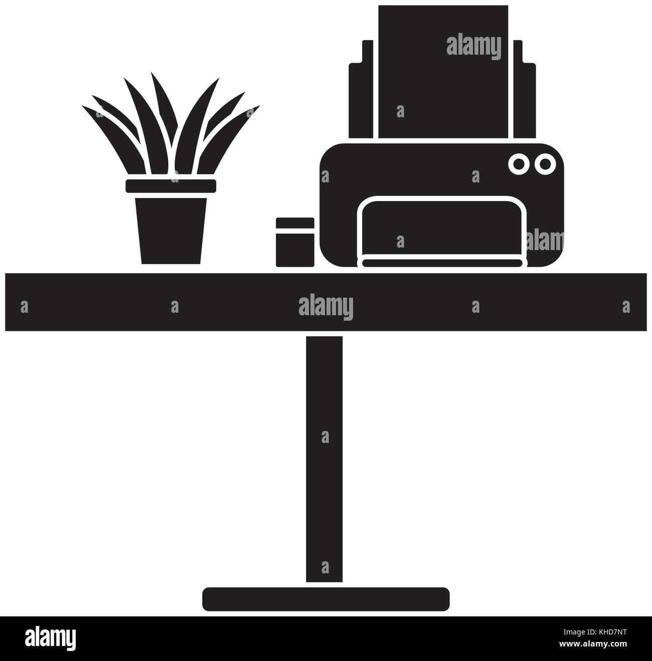 Desk with printer and plant Stock Vector Image & Art - Alamy