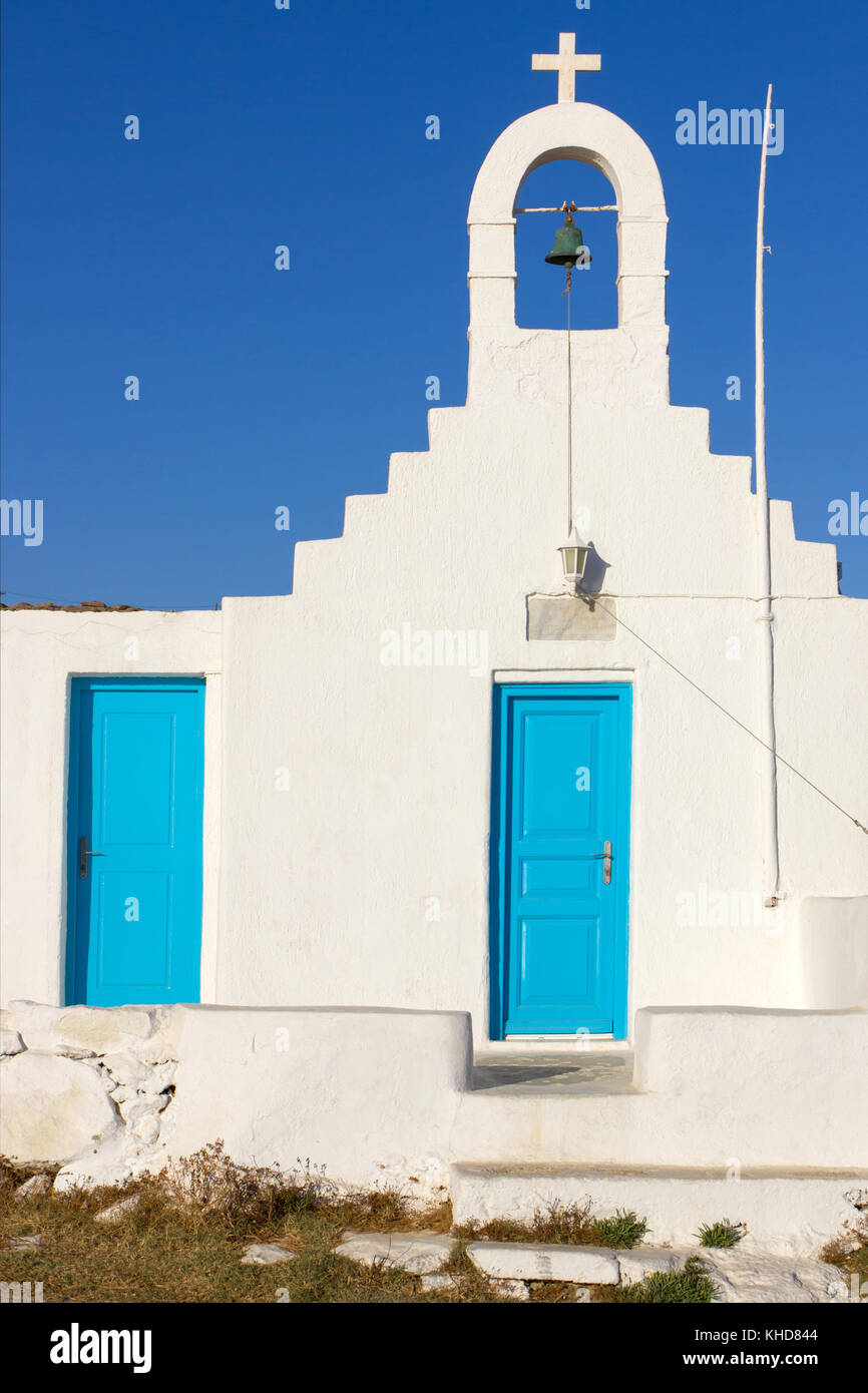 traditional white church in mykonos island,Greece Stock Photo - Alamy
