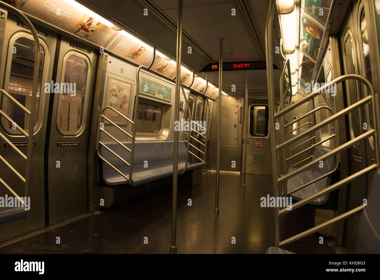 New York City's F train Subway Car interior Stock Photo - Alamy