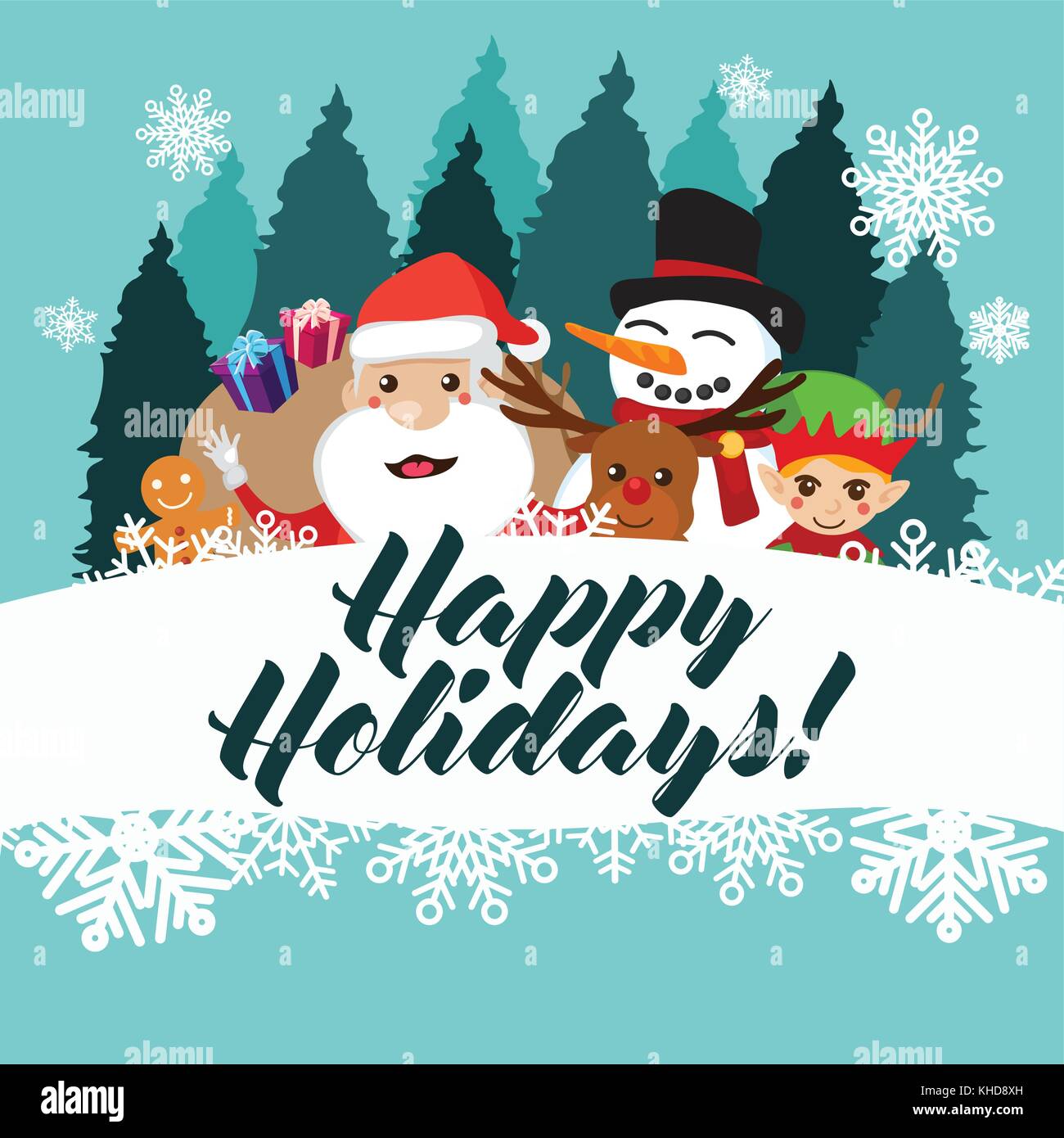 A vector illustration of Happy Holidays Greeting Card Poster Stock ...