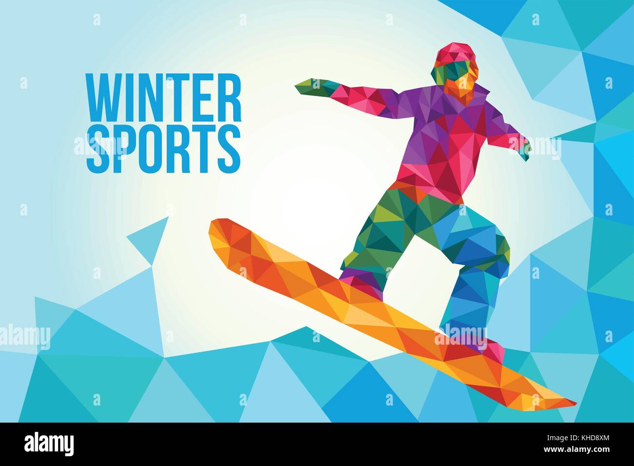 A vector illustration of Snowboarding Poster in Low Polygon Style Stock ...