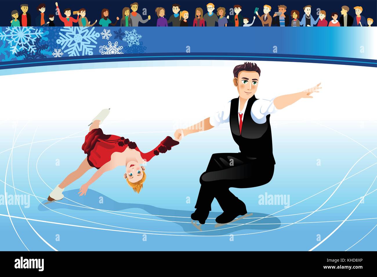 A vector illustration of Figure Skating Athletes Competing Stock Vector ...