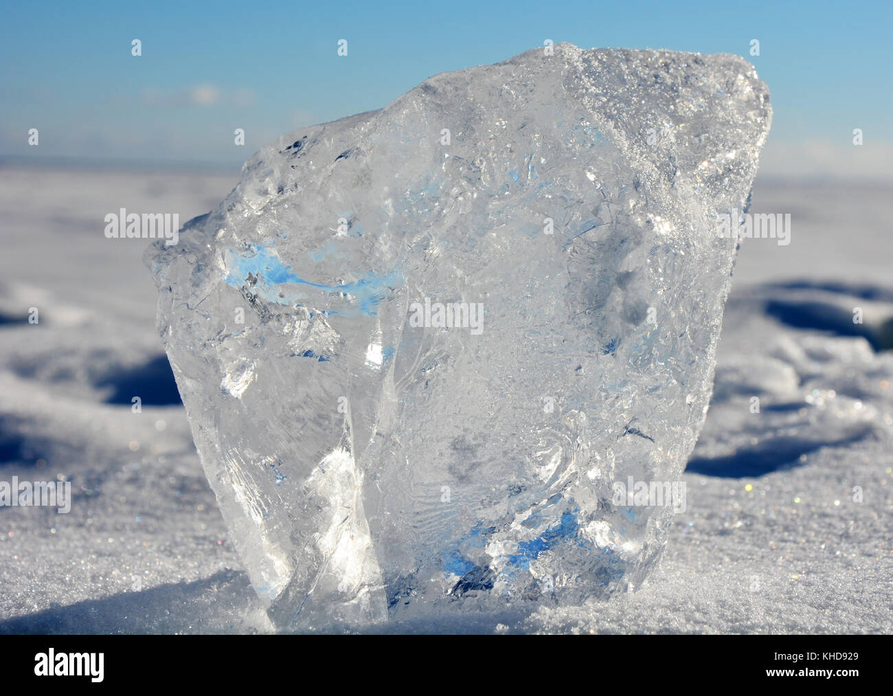 Crystal clear ice at sunny day at frozen sea Stock Photo - Alamy