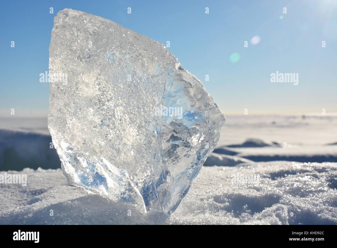 Crystal clear ice at sunny day at frozen sea Stock Photo - Alamy