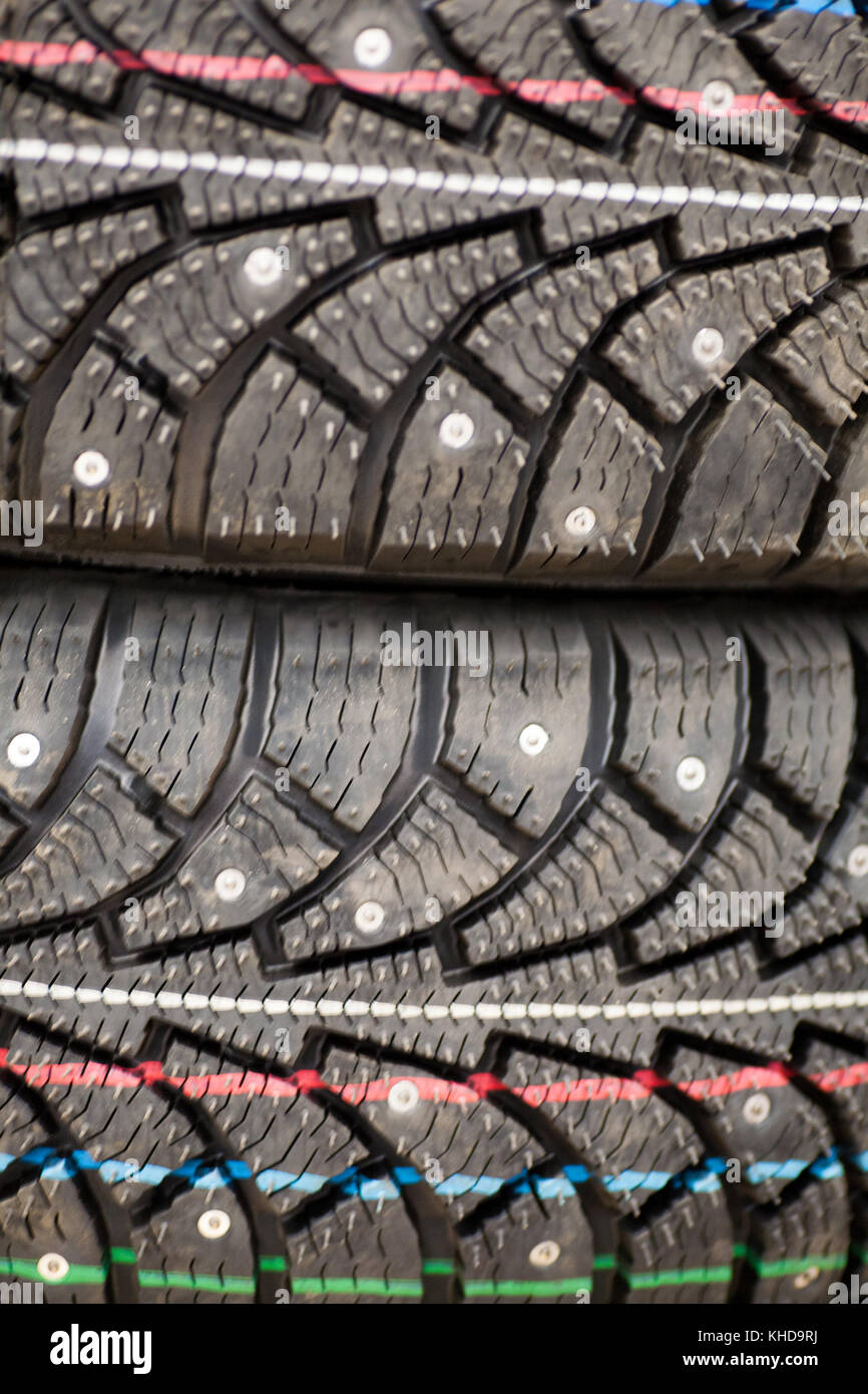 Studded tire on a background close-up Stock Photo - Alamy