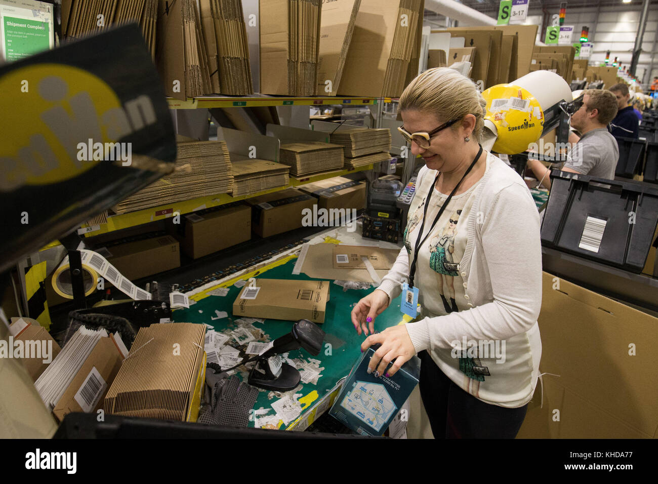 Parcels are processed and prepared for dispatch at Amazon's Fulfilment ...