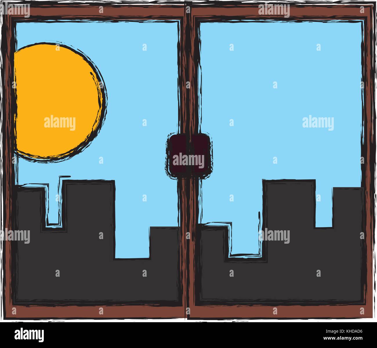 Window with cityscape Stock Vector Image & Art - Alamy