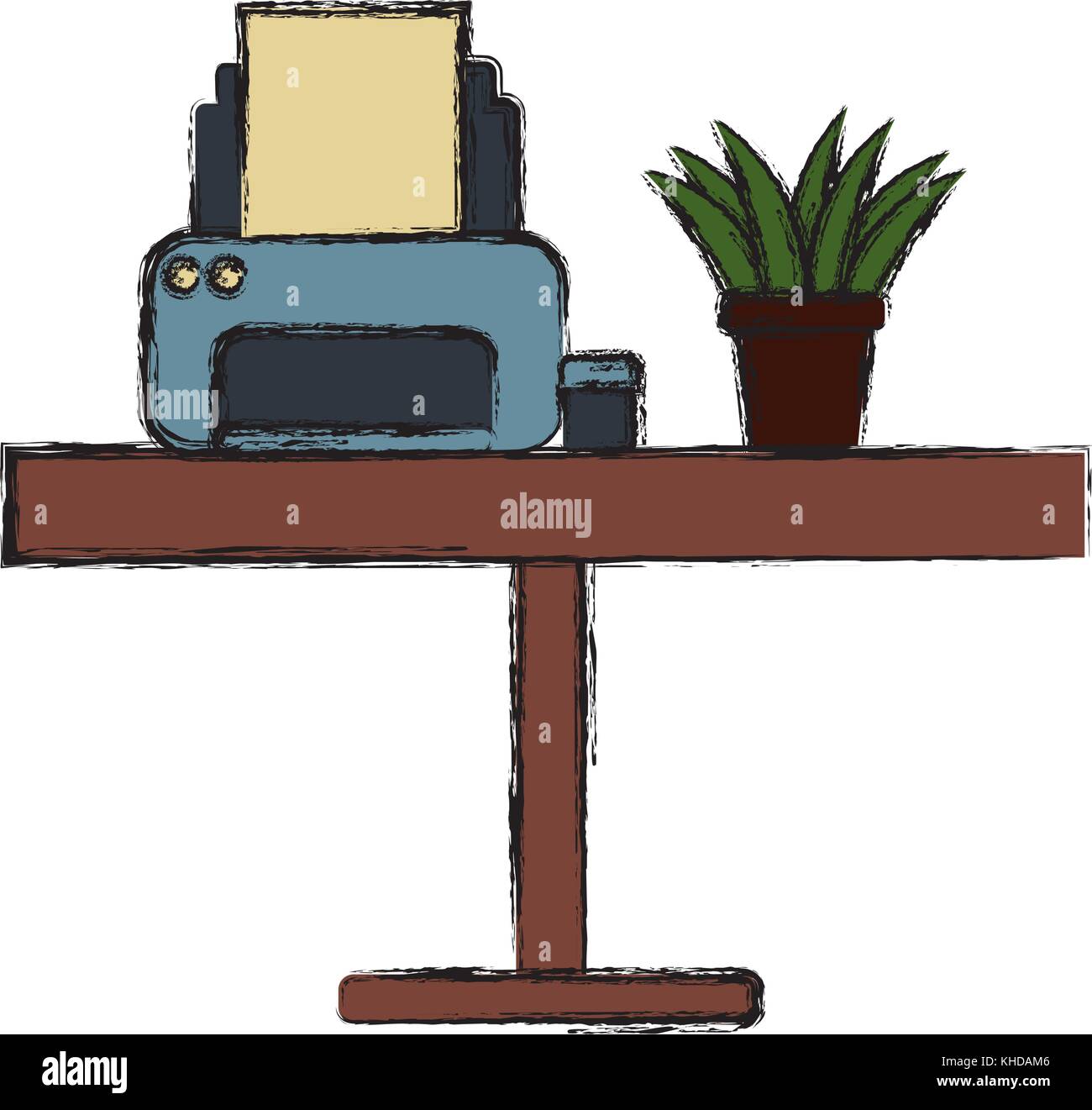 Printer and plant on desk Stock Vector Image & Art - Alamy