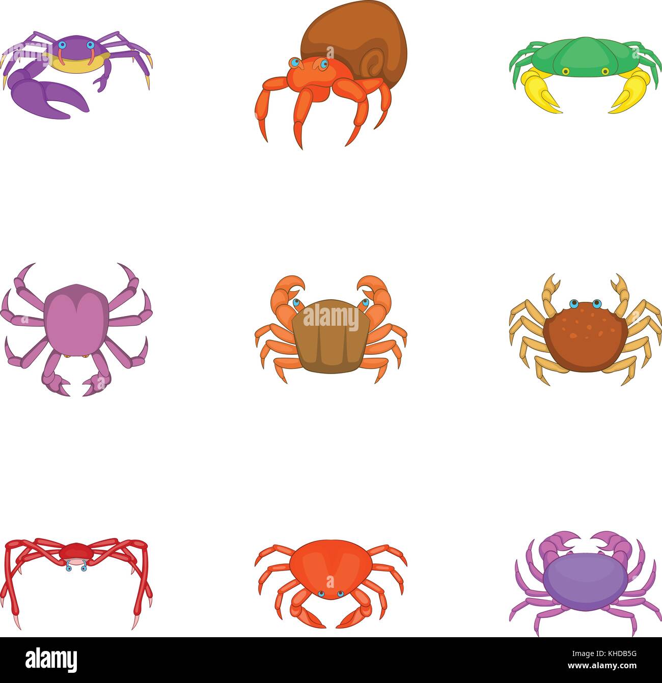 Crab sea animals icons set, cartoon style Stock Vector Image & Art - Alamy