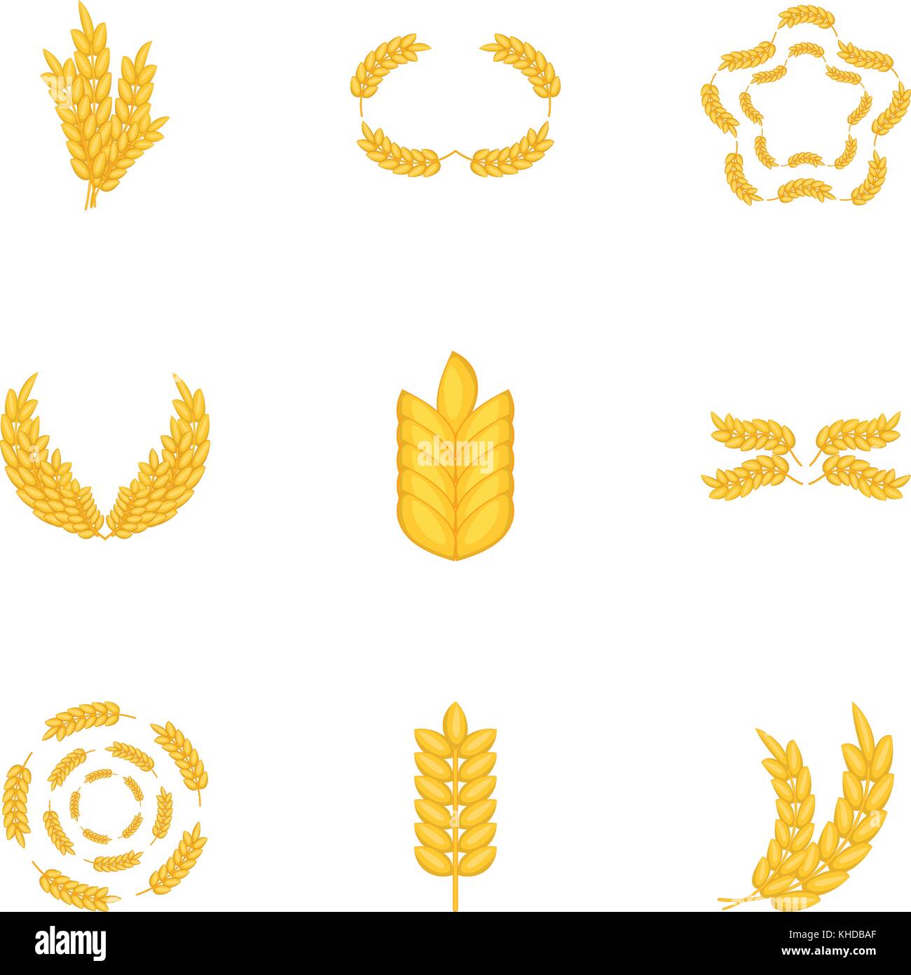 Elements with wheat icons set, cartoon style Stock Vector Image & Art ...