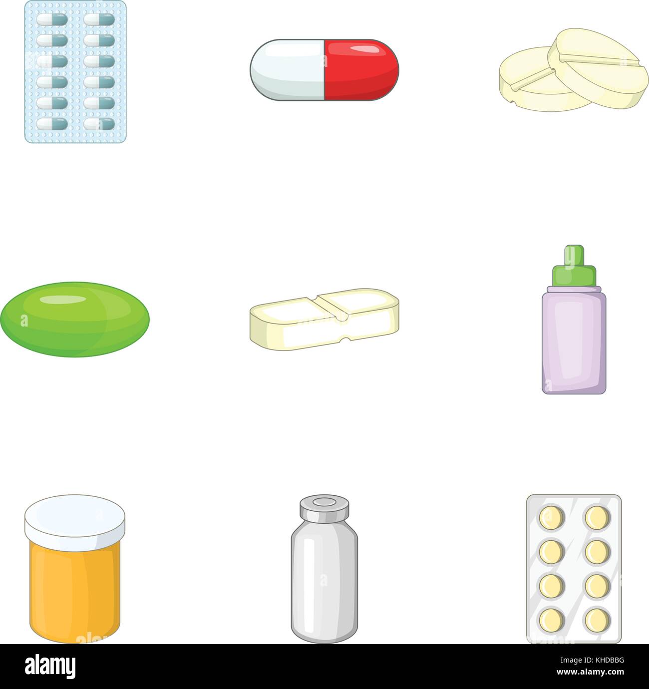Pharmacy and drug symbols icons set, cartoon style Stock Vector Image ...