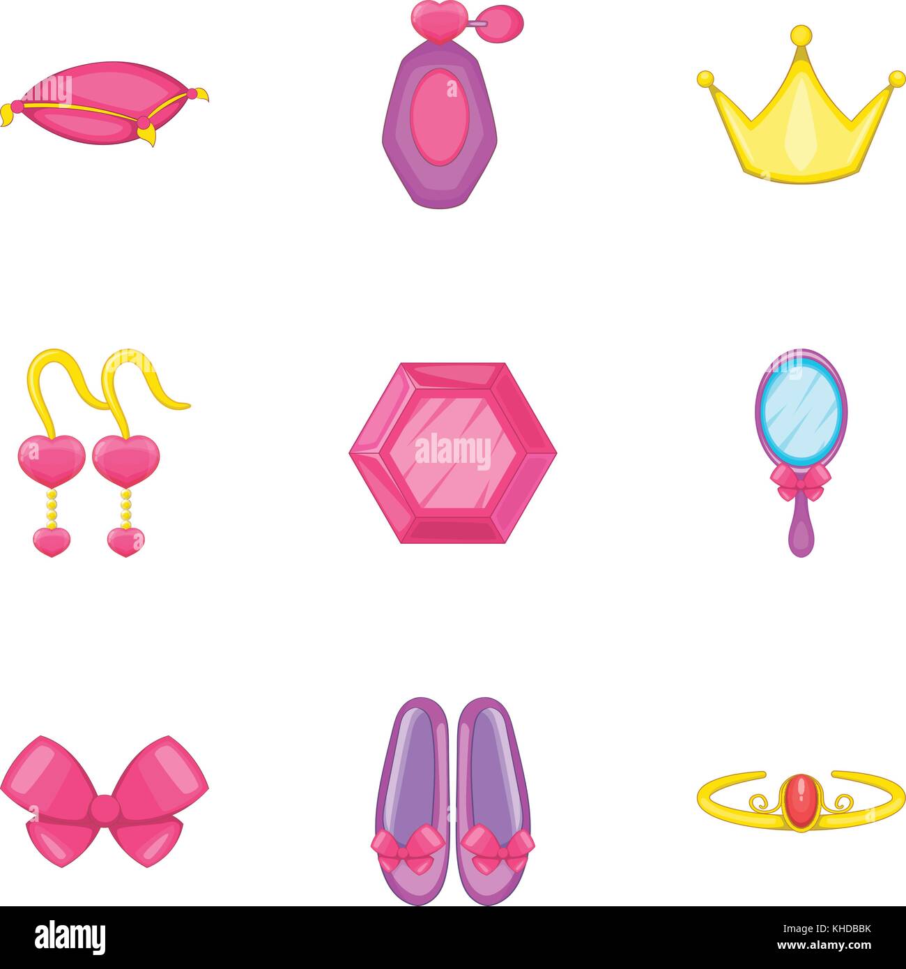 Little girl accessories icons set, cartoon style Stock Vector Image ...