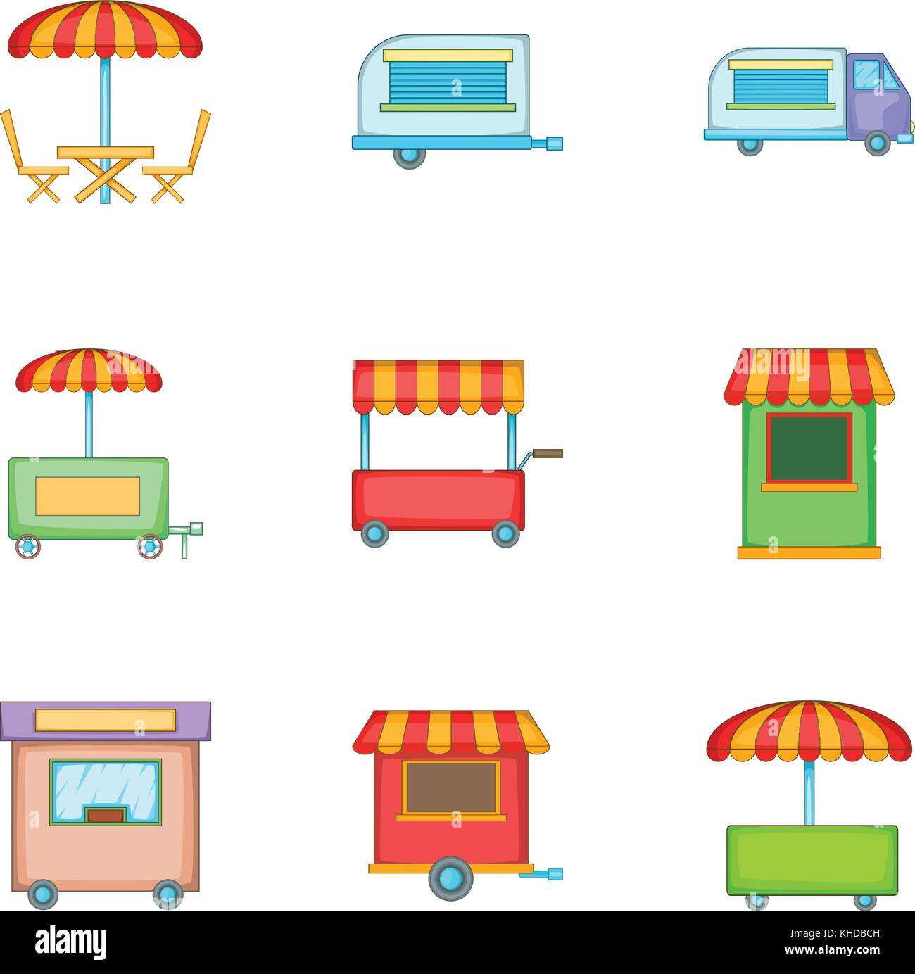 Mobile shop for street icons set, cartoon style Stock Vector Image ...