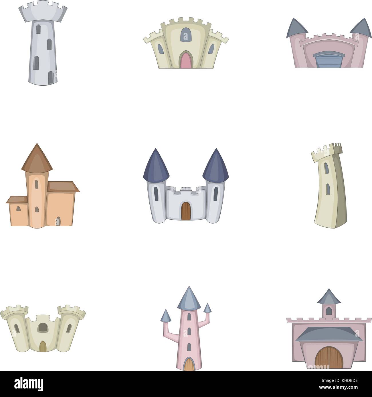 Knights, royal, princess castle icons set Stock Vector Image & Art - Alamy