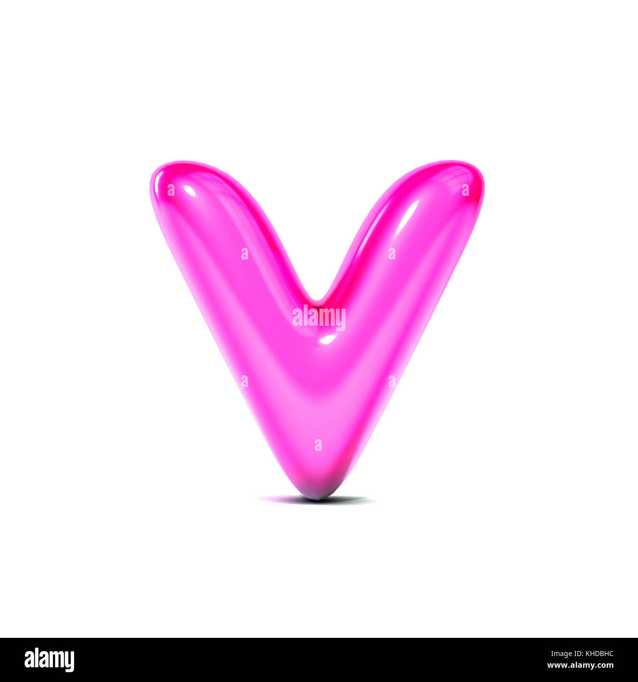 glossy letter V bubble font isolated on white background. 3D Rendering ...