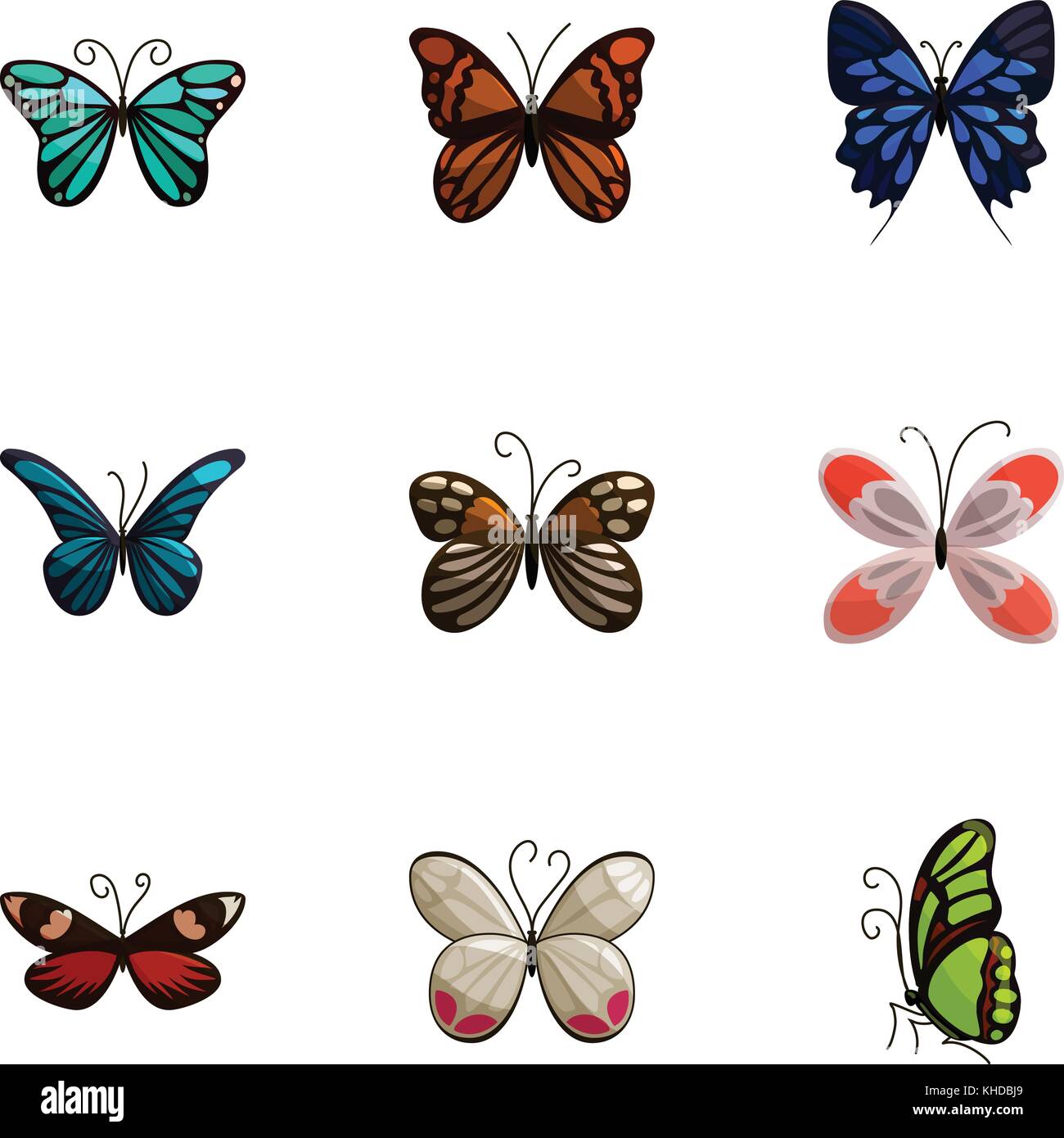 Butterflies icons set, cartoon style Stock Vector Image & Art - Alamy