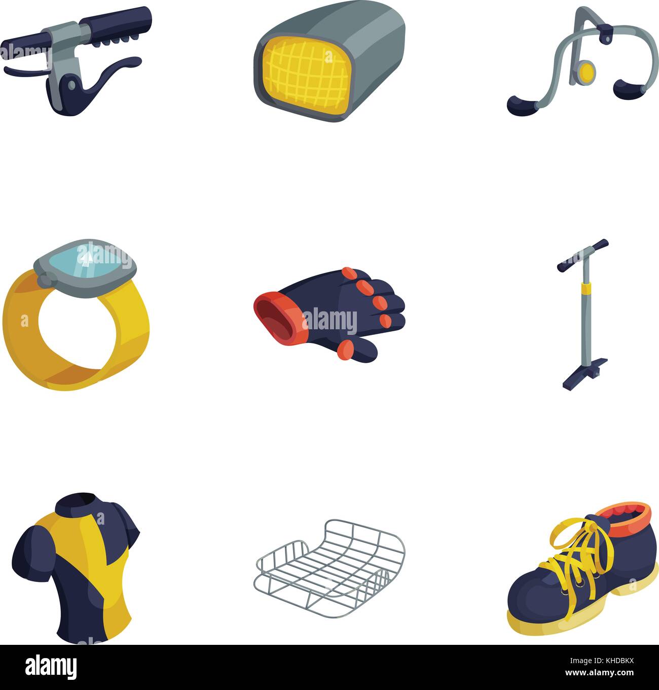 Bicycle equipment icons set, cartoon style Stock Vector Image & Art - Alamy