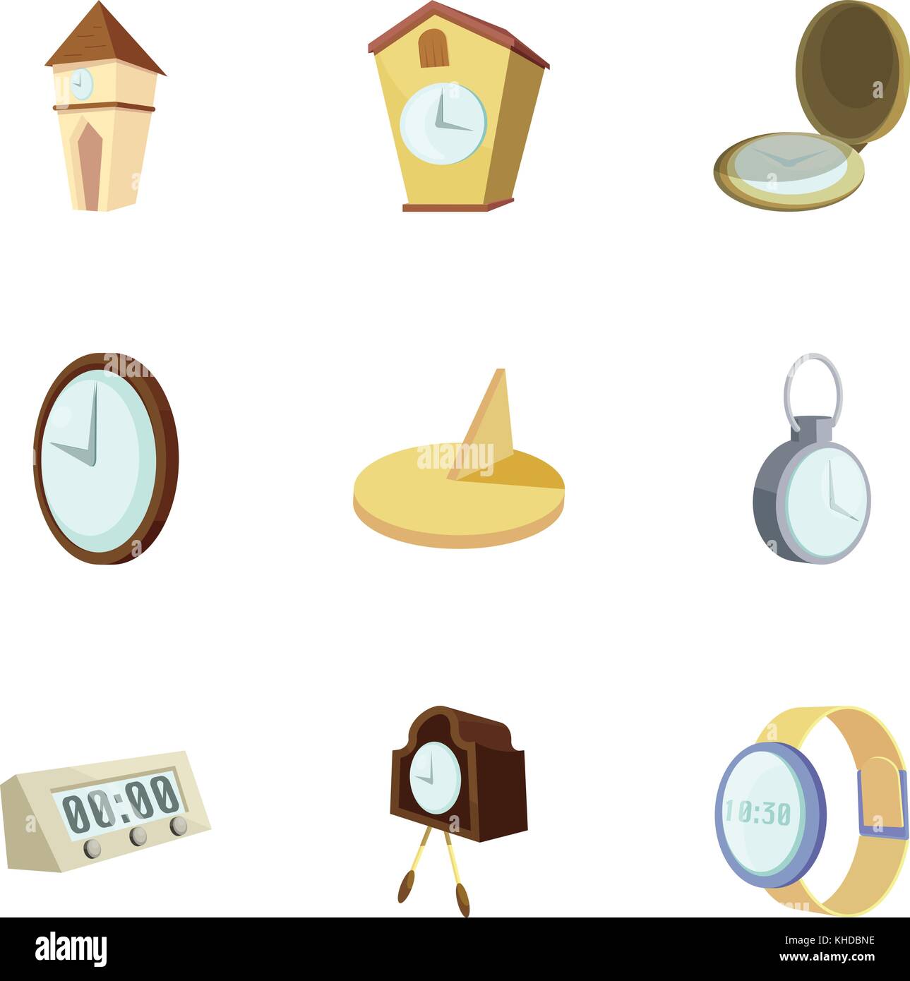 Clocks, time icons set, cartoon style Stock Vector Image & Art - Alamy
