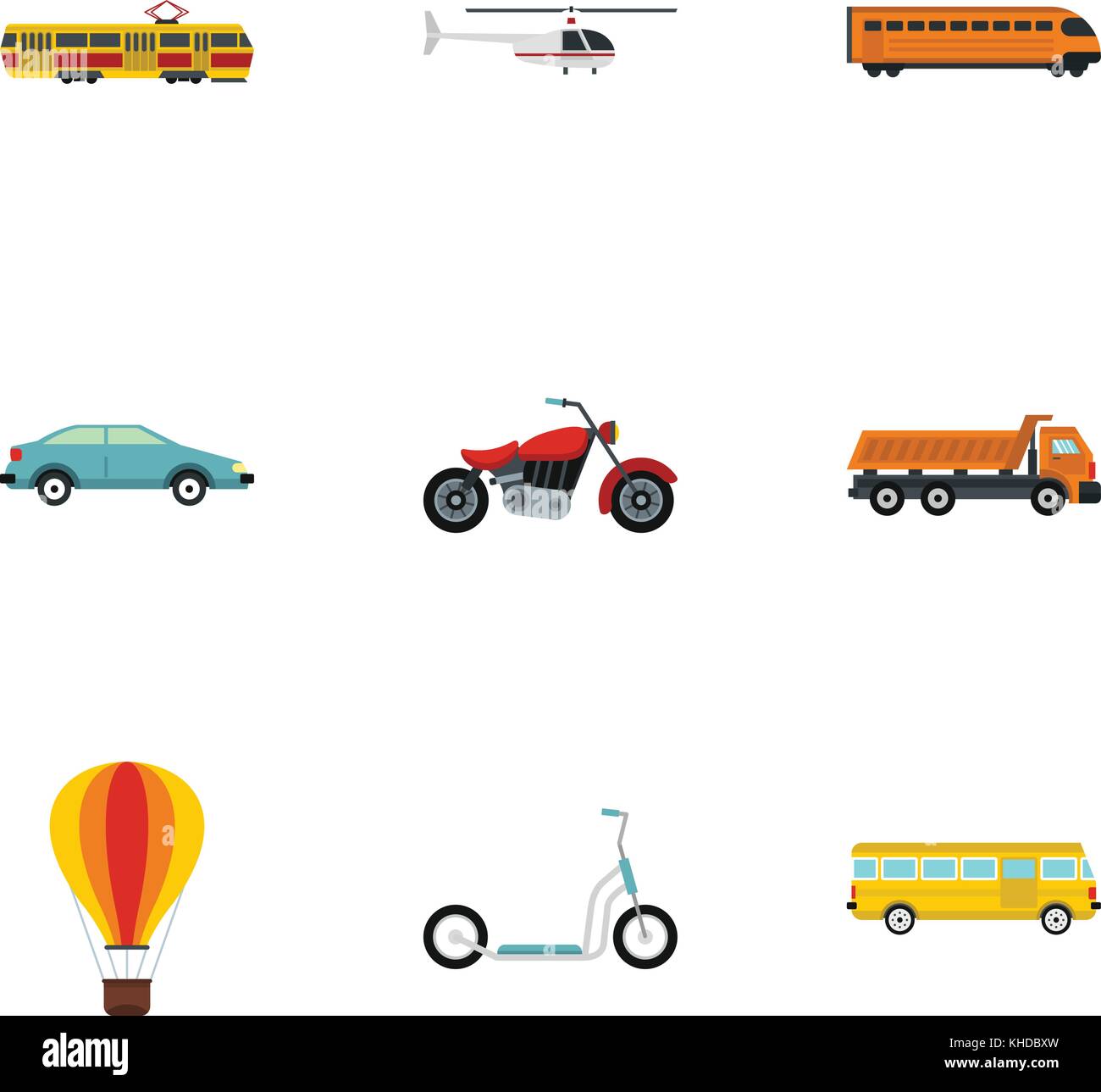 Transportation facilities icons set, flat style Stock Vector Image ...