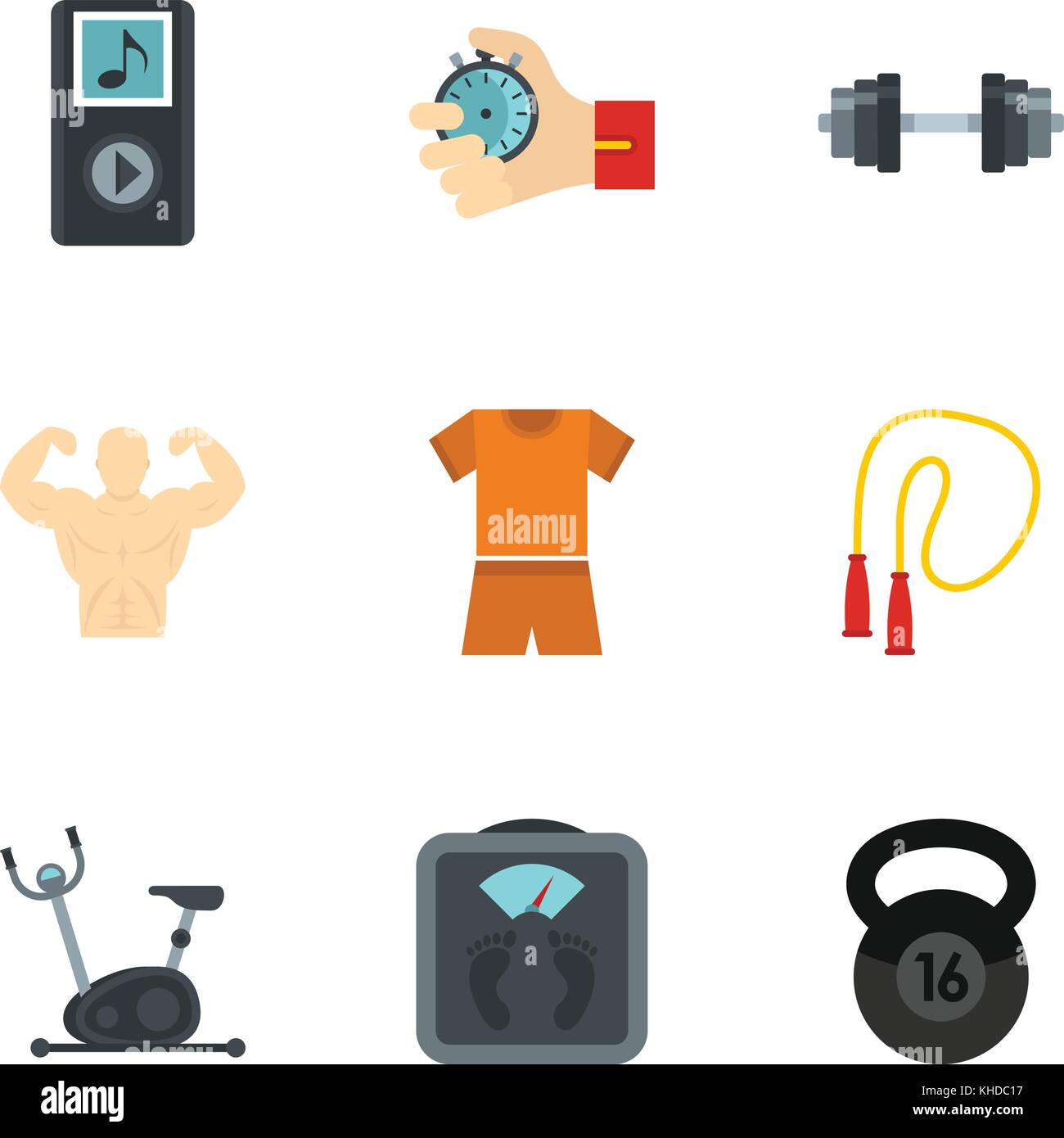 Bodybuilding icons set, flat style Stock Vector Image & Art - Alamy