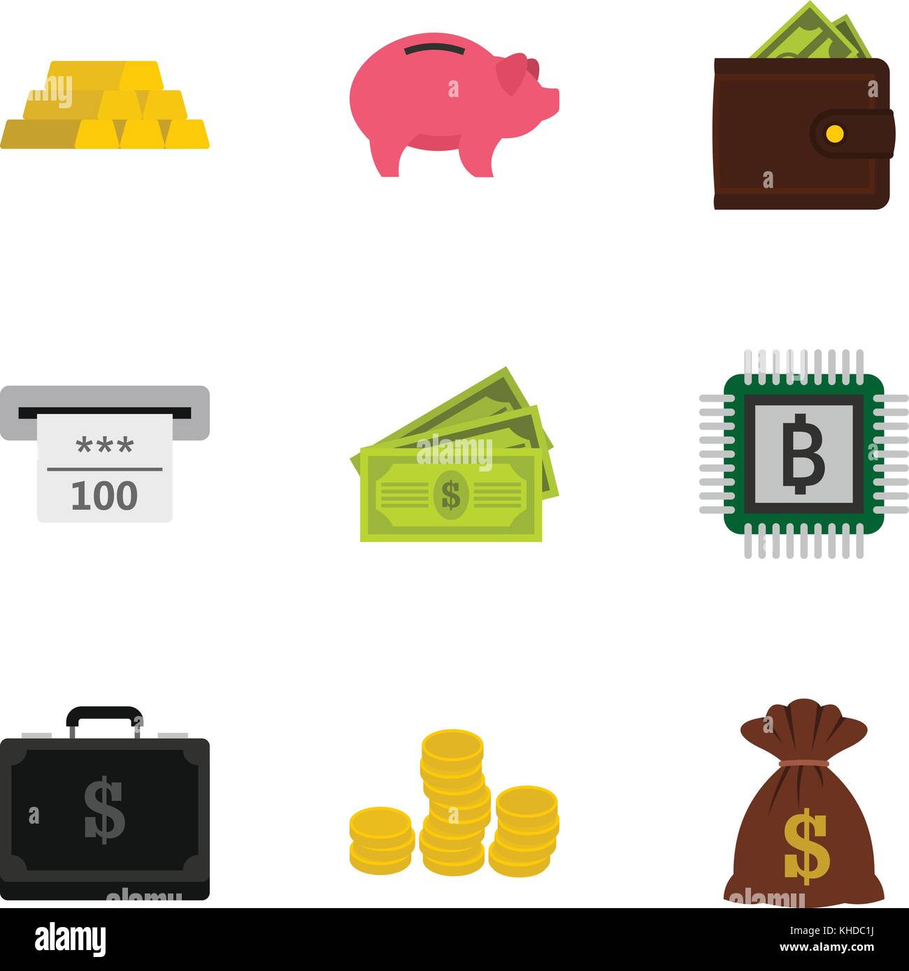 Cash icons set, flat style Stock Vector Image & Art - Alamy