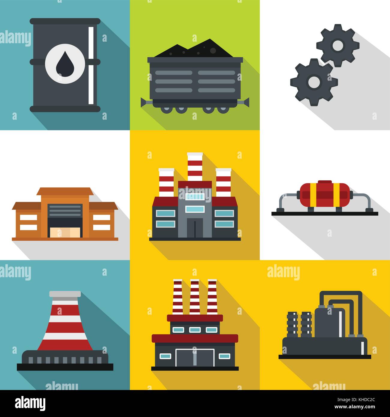 Oil production icons set, flat style Stock Vector Image & Art - Alamy