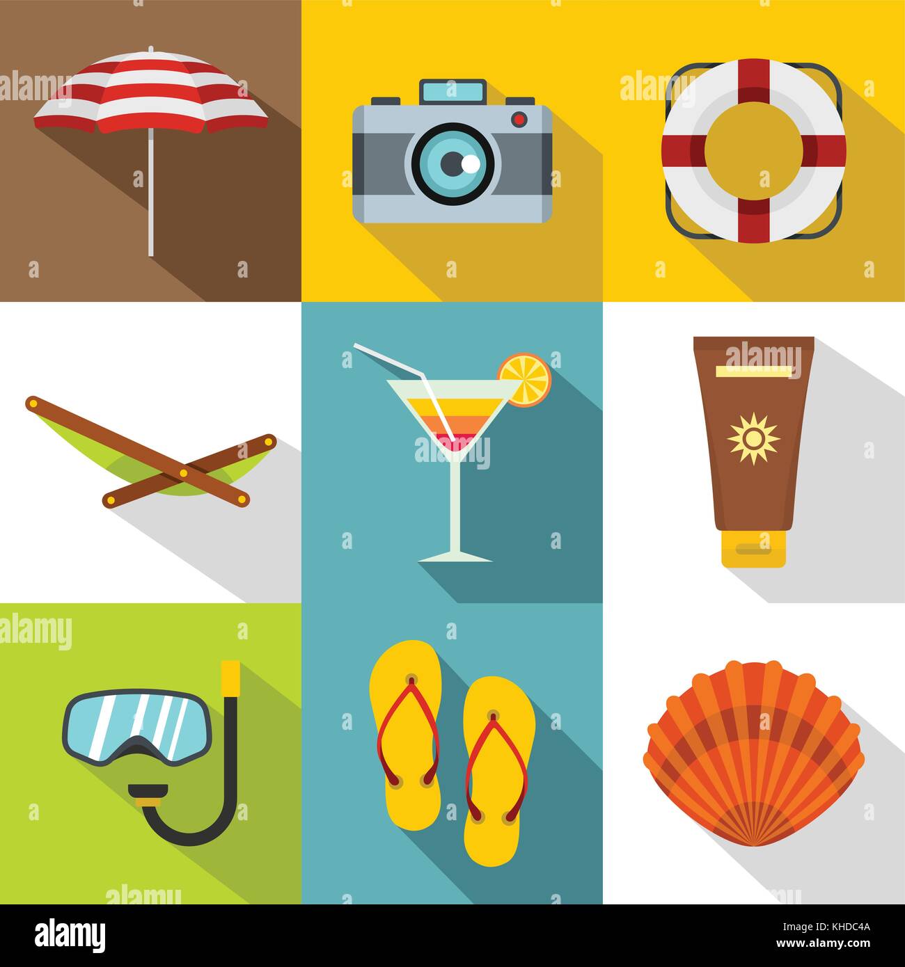 Relax on beach icons set, flat style Stock Vector Image & Art - Alamy