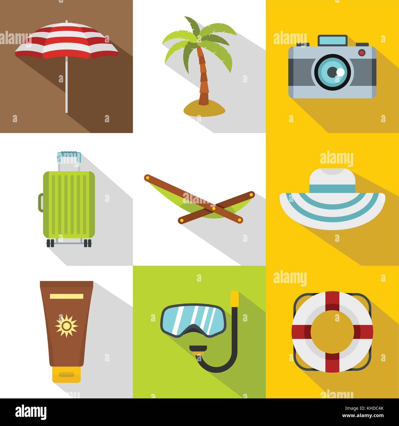 Beach icons set, flat style Stock Vector Image & Art - Alamy