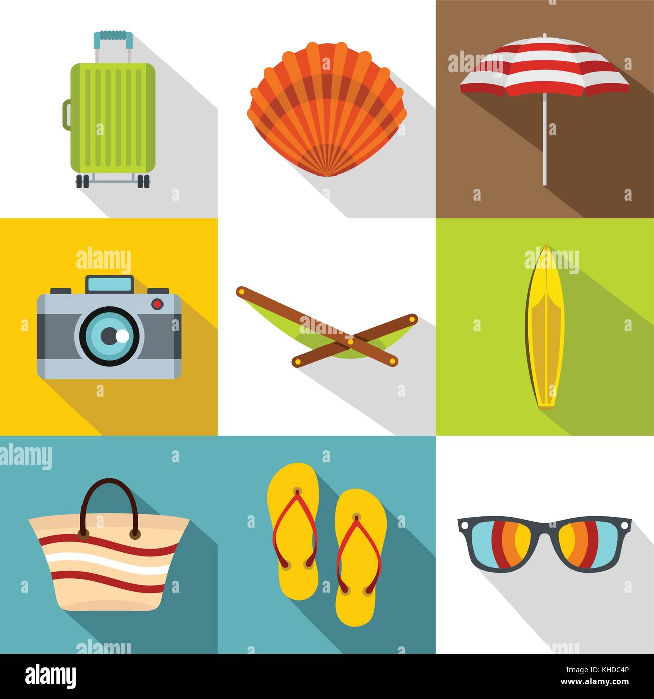 Sandy beach icons set, flat style Stock Vector Image & Art - Alamy