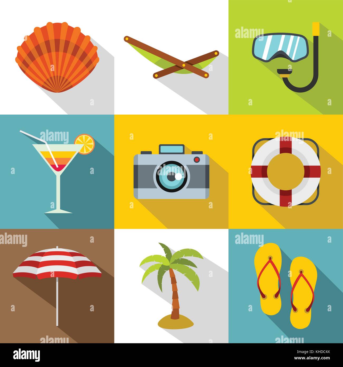 Coast icons set, flat style Stock Vector Image & Art - Alamy