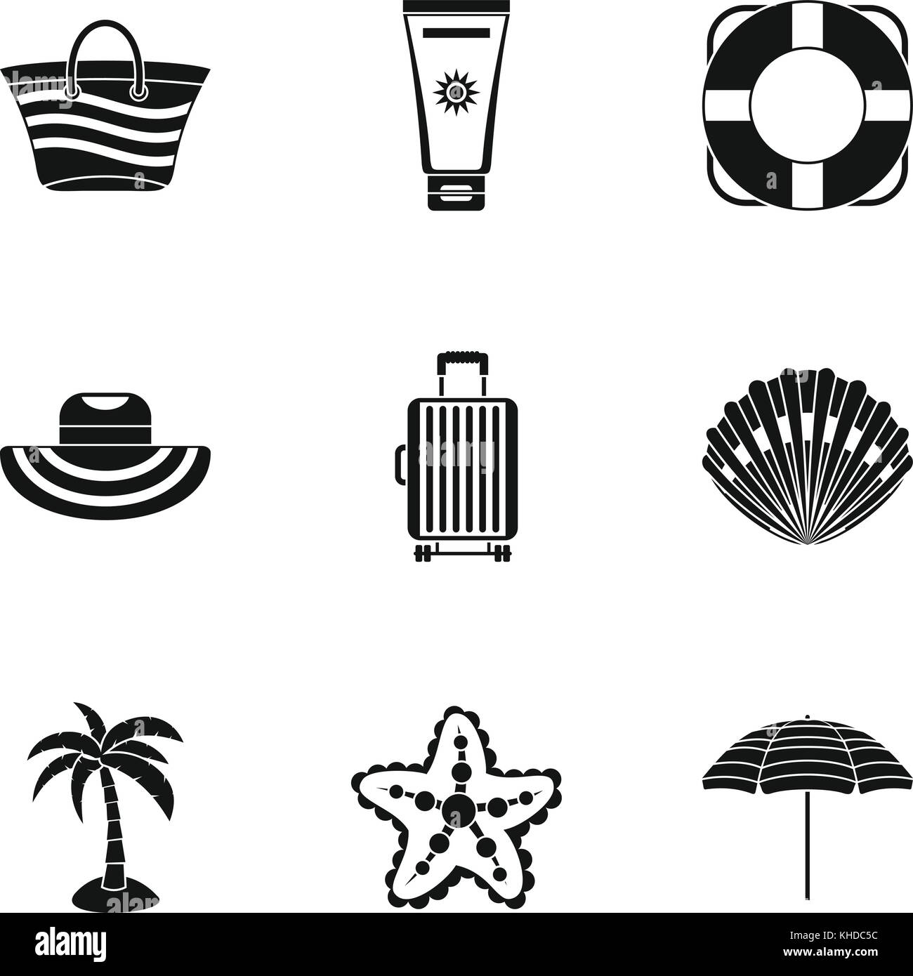 Sandy beach icons set, simple style Stock Vector Image & Art - Alamy